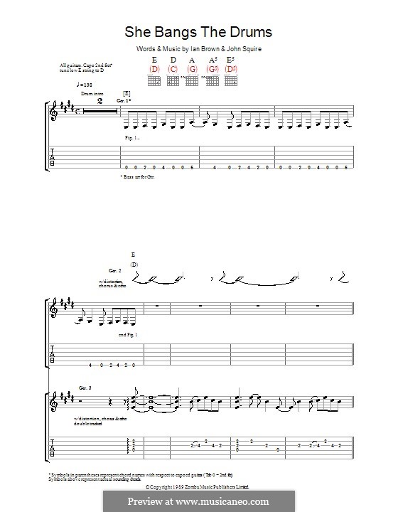 She Bangs the Drums (The Stone Roses) by I. Brown, J. Squire on MusicaNeo