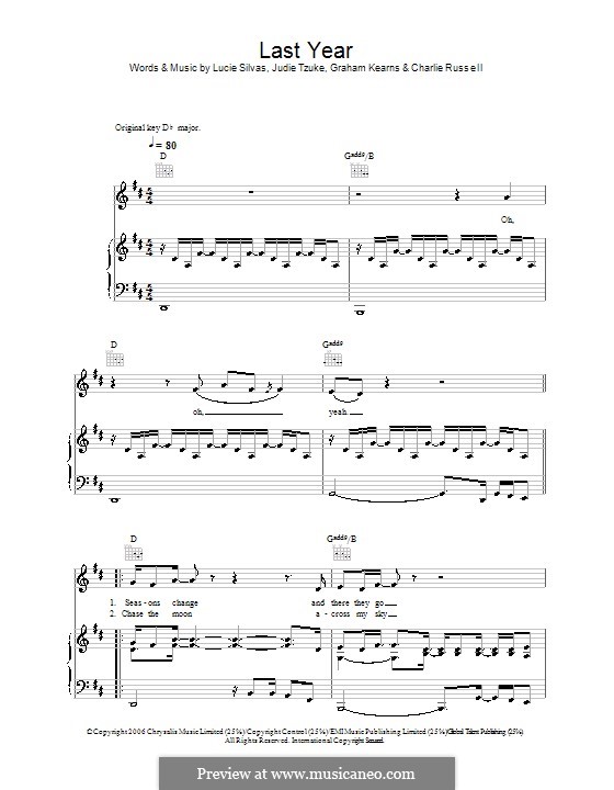 Last Year by C. Russell, G. Kearns, J. Tzuke - sheet music on MusicaNeo