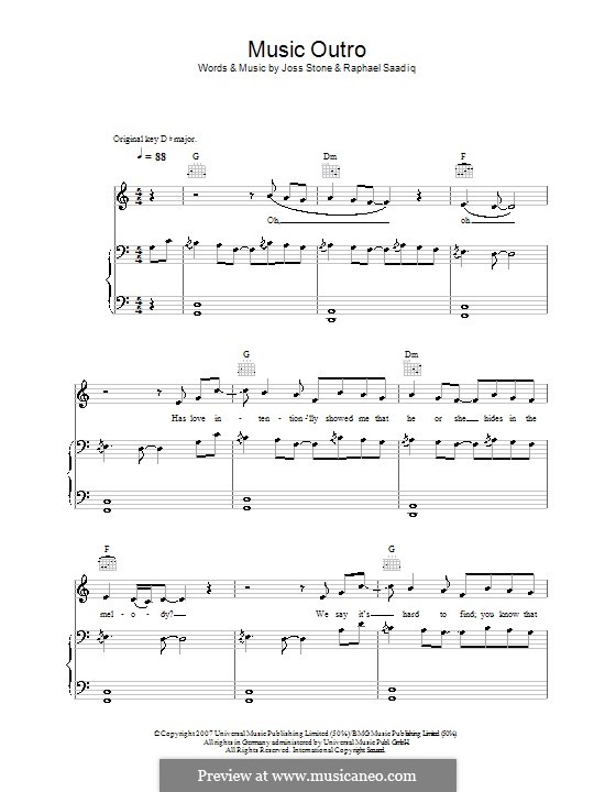 Music (Outro) by R. Saadiq - sheet music on MusicaNeo