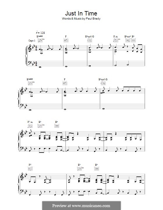 Just in Time by P. Brady - sheet music on MusicaNeo