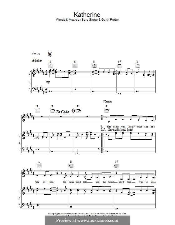 Katherine (Sara Storer) by G. Porter - sheet music on MusicaNeo