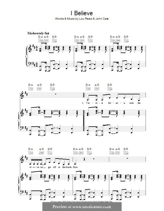 I Believe by L. Reed - sheet music on MusicaNeo