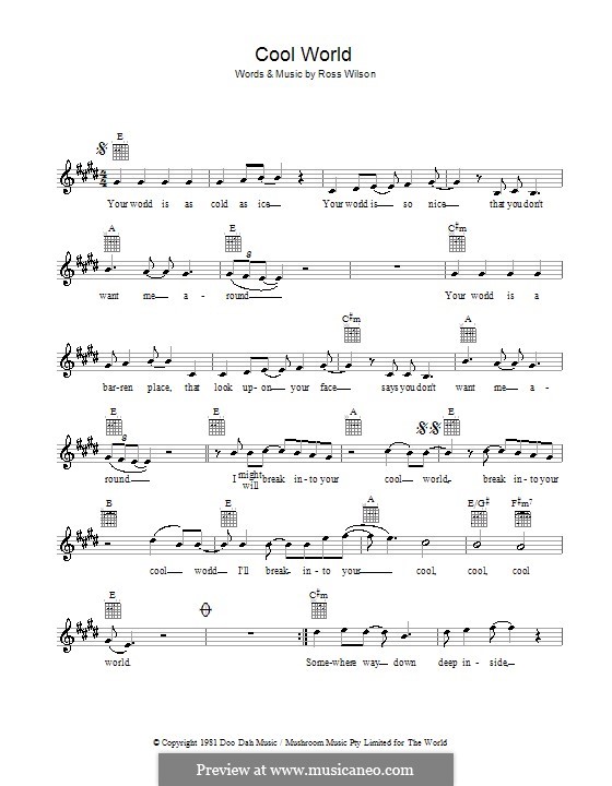 Cool World (Mondo Rock) by R. Wilson - sheet music on MusicaNeo