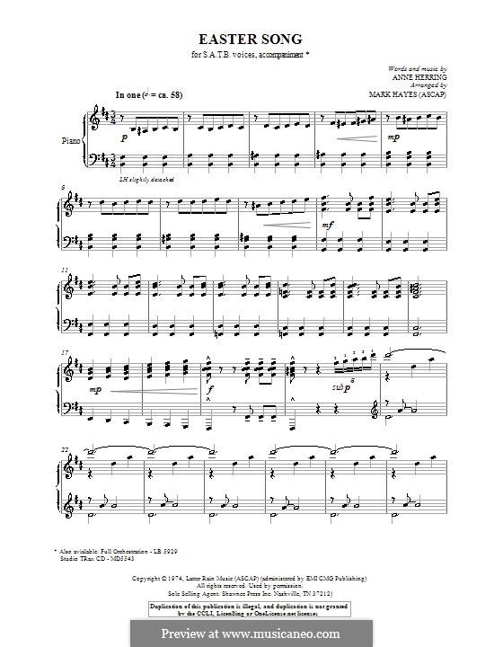 Easter Song by A. Herring - sheet music on MusicaNeo