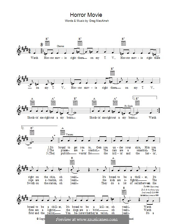 Horror Movie (Skyhooks) by G. MacAinsh - sheet music on MusicaNeo Horror Movie (Skyhooks) by G. MacAinsh - sheet music on MusicaNeo