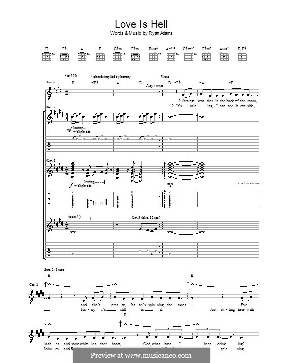 Love Is Hell by R. Adams - sheet music on MusicaNeo