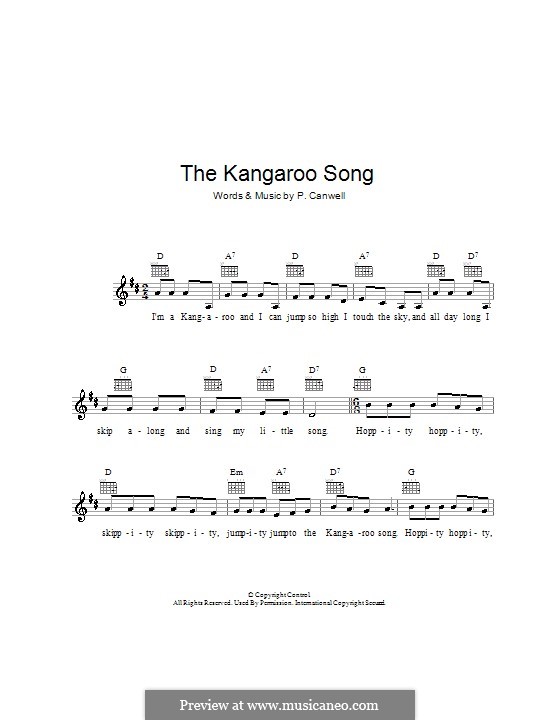 The Kangaroo Song by P. Canwell - sheet music on MusicaNeo