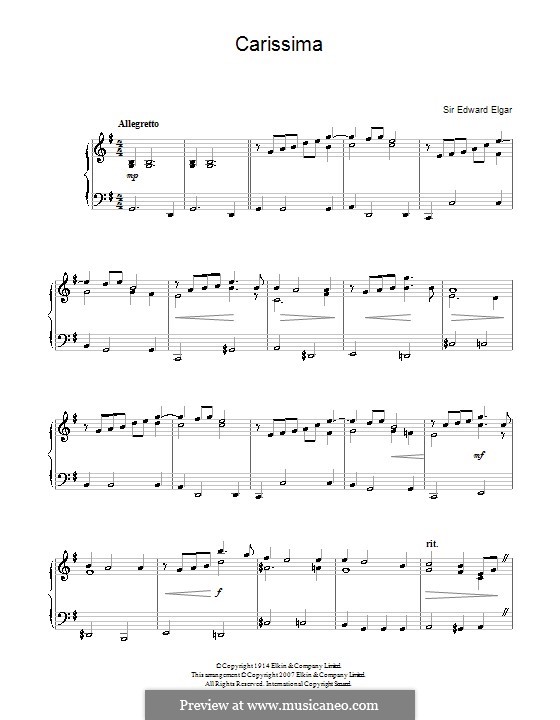 Carissima by E. Elgar - sheet music on MusicaNeo