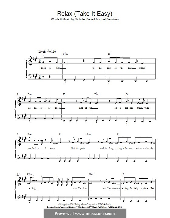 Relax (Take It Easy) by Mika, Nick van Eede - sheet music on MusicaNeo