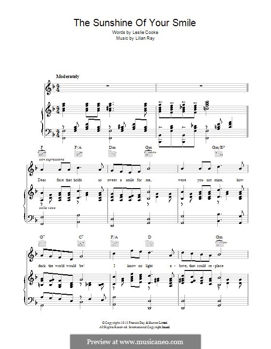 The Sunshine Of Your Smile By L Ray Sheet Music On Musicaneo 6536