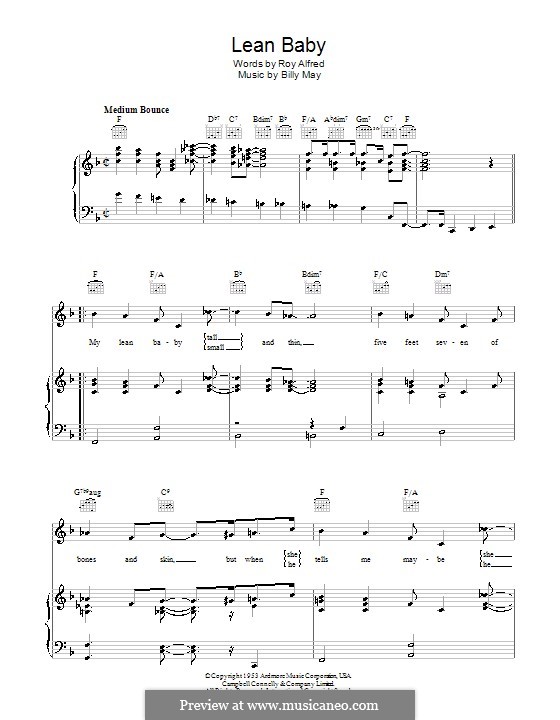 Lean Baby by B. May - sheet music on MusicaNeo