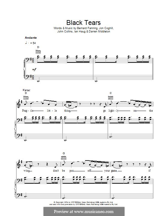 Black Tears (Powderfinger) by B. Fanning, D. Middleton, I. Haug, J ...