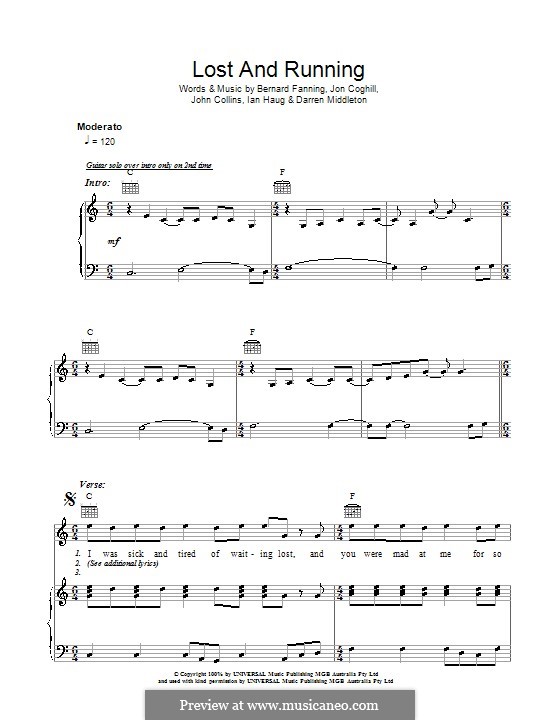 Lost and Running (Powderfinger) by B. Fanning, D. Middleton, I. Haug, J ...
