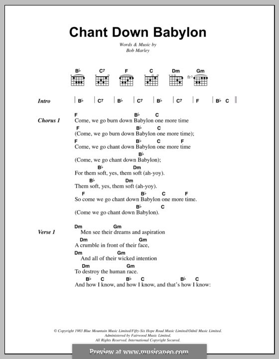 Chant Down Babylon by B. Marley - sheet music on MusicaNeo