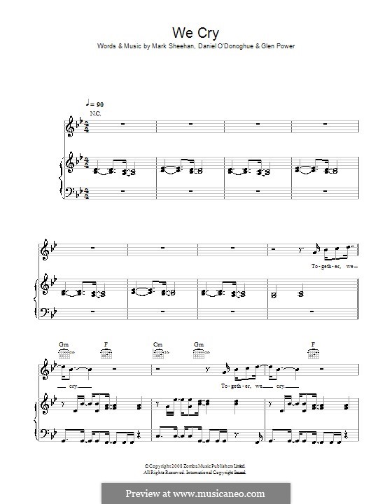 We Cry (The Script) by D. O'Donoghue, G. Power, M. Sheehan on MusicaNeo