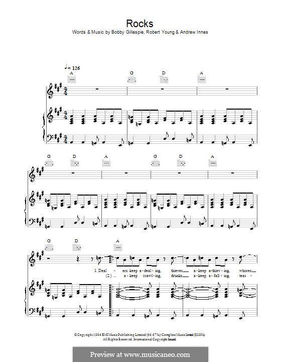 Rocks (Primal Scream) by A. Innes, B. Gillespie, R. Young on MusicaNeo