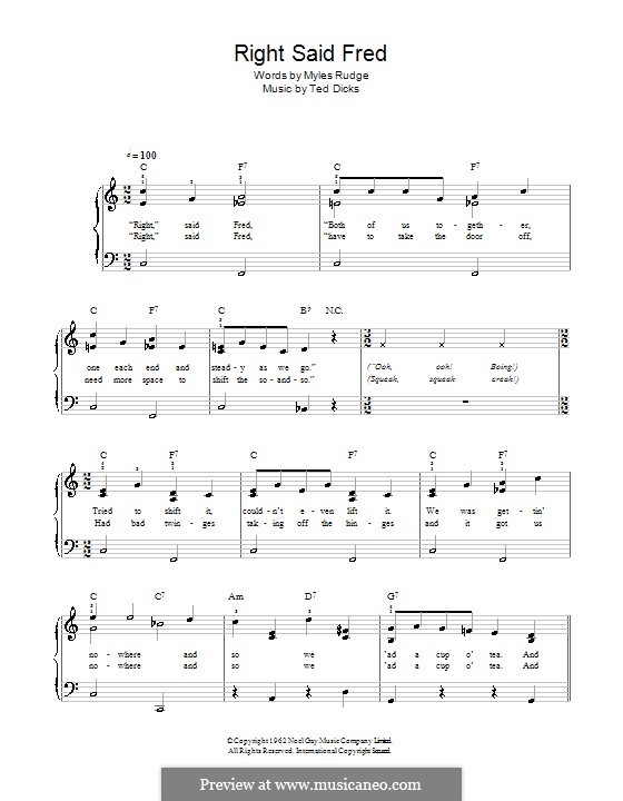 Right Said Fred (Bernard Cribbins) by T. Dicks - sheet music on MusicaNeo