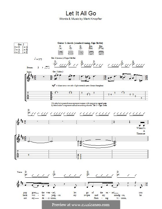 Let It All Go by M. Knopfler - sheet music on MusicaNeo