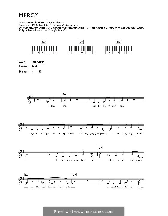 Mercy (Duffy) by A. Duffy, S. Booker - sheet music on MusicaNeo