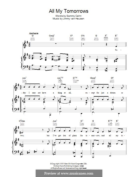 All My Tomorrows (Frank Sinatra) by J.V. Heusen - sheet music on MusicaNeo All My Tomorrows (Frank Sinatra) by J.V. Heusen - sheet music on MusicaNeo