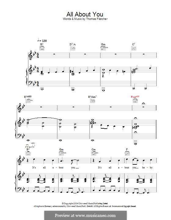 All About You (McFly) by T. Fletcher - sheet music on MusicaNeo