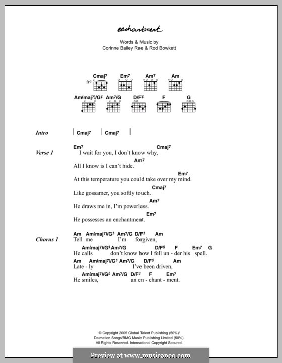 Enchantment (Corinne Bailey Rae) by R. Bowkett - sheet music on MusicaNeo