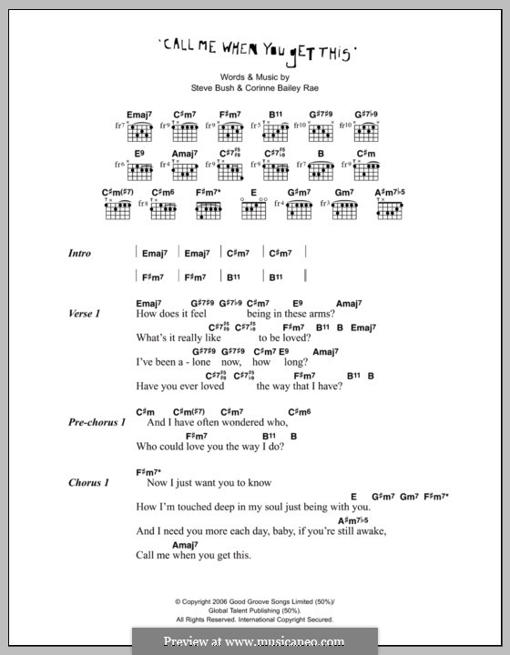 Call Me When You Get This by C.B. Rae, S. Bush - sheet music on MusicaNeo