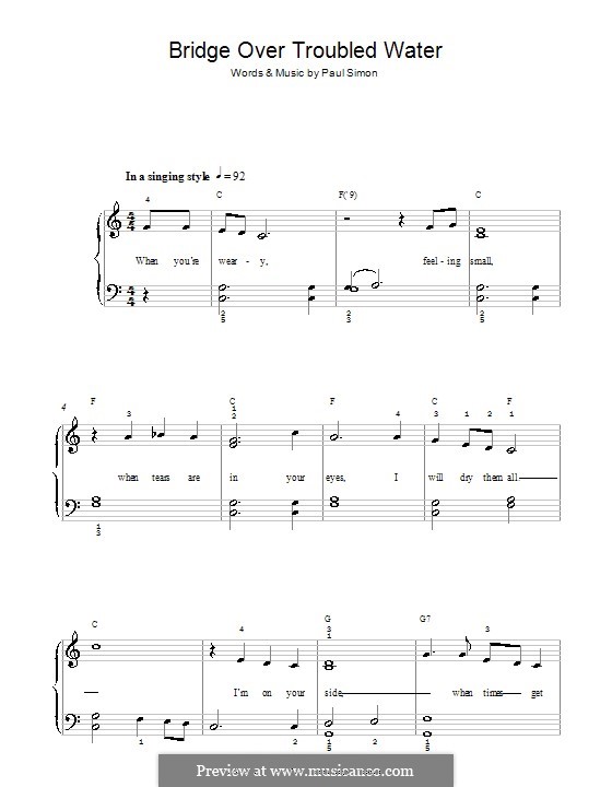 Piano version (Bridge Over Troubled Water) by P. Simon on MusicaNeo