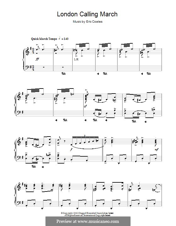 London Calling March by E. Coates - sheet music on MusicaNeo