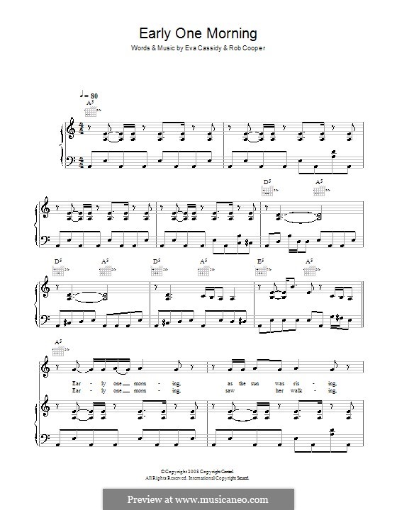 Early One Morning (Eva Cassidy) by R. Cooper - sheet music on MusicaNeo