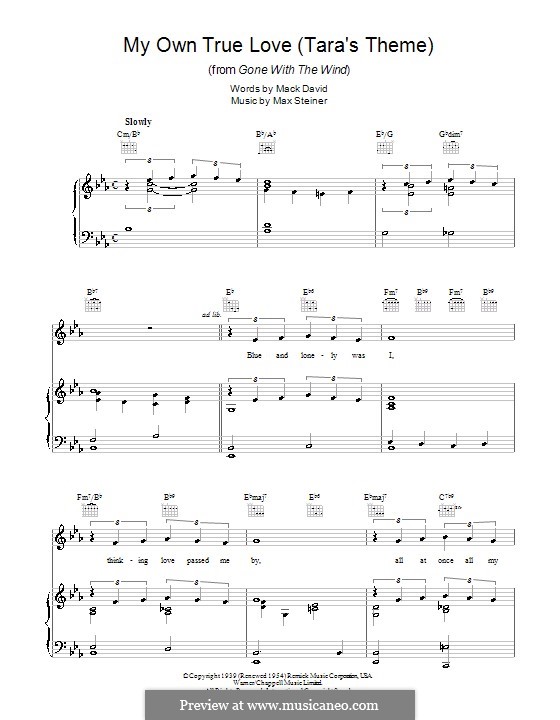 My Own True Love (Tara's Theme) from Gone with the Wind by M. Steiner on MusicaNeo