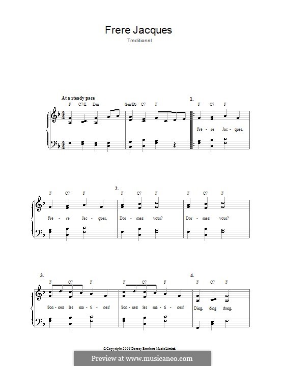 Frere Jacques (Are You Sleeping?) by folklore - sheet music on MusicaNeo