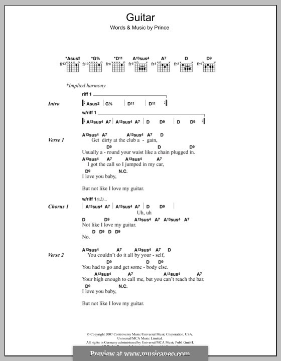 Guitar by Prince - sheet music on MusicaNeo