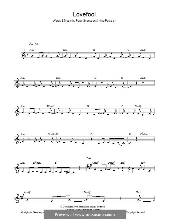 Lovefool (The Cardigans) by N. Persson, P. Svensson on MusicaNeo