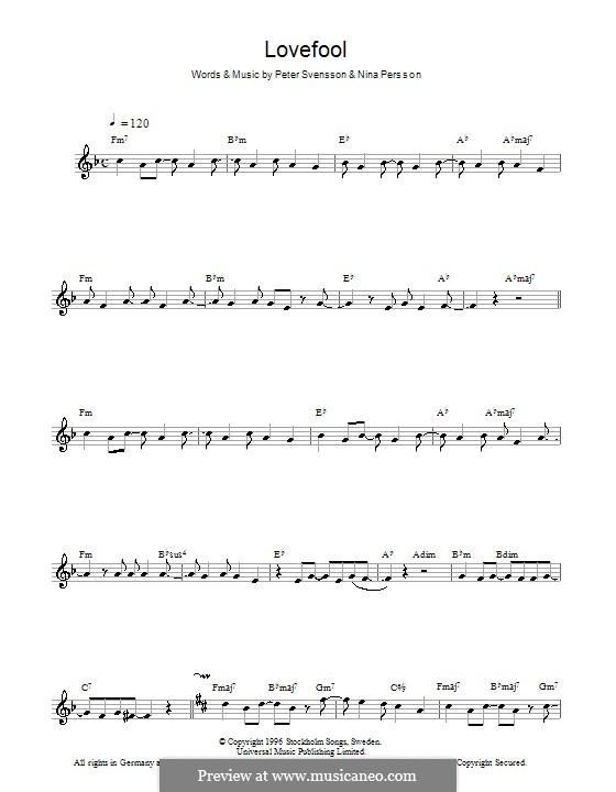 Lovefool (The Cardigans) by N. Persson, P. Svensson on MusicaNeo