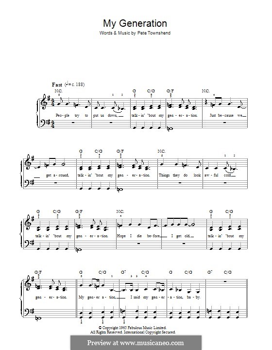My Generation (The Who) by P. Townshend - sheet music on MusicaNeo