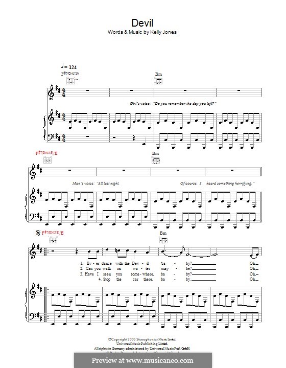 Devil (Stereophonics) by K. Jones - sheet music on MusicaNeo