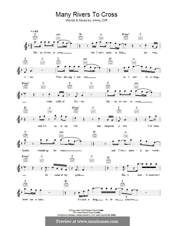 Many Rivers to Cross (UB40) by J. Cliff - sheet music on MusicaNeo