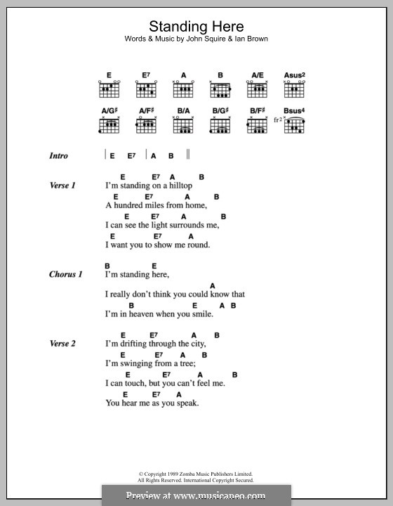 Standing Here (The Stone Roses) by I. Brown, J. Squire on MusicaNeo