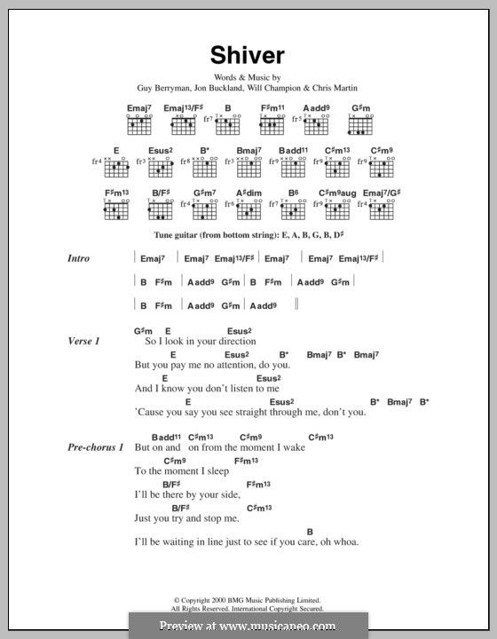 Shiver (Coldplay) by C. Martin, G. Berryman, J. Buckland, W. Champion ...