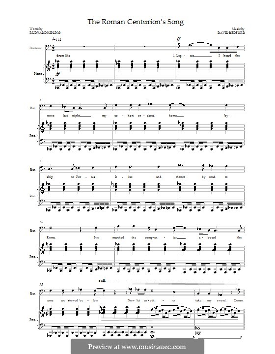 The Roman Centurion's Song by D. Bedford - sheet music on MusicaNeo