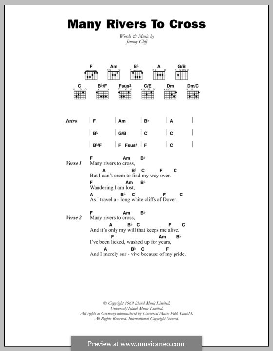 Many Rivers to Cross (UB40) by J. Cliff - sheet music on MusicaNeo