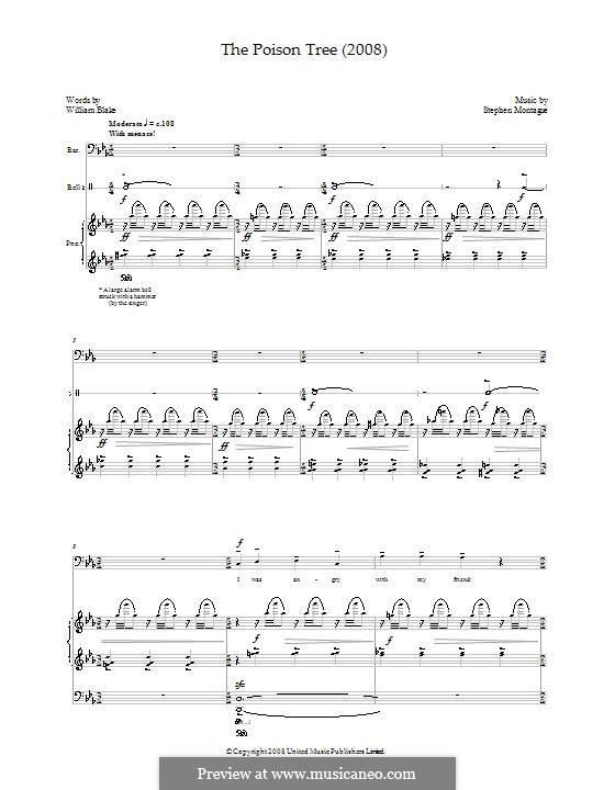 The Poison Tree by S. Montague - sheet music on MusicaNeo