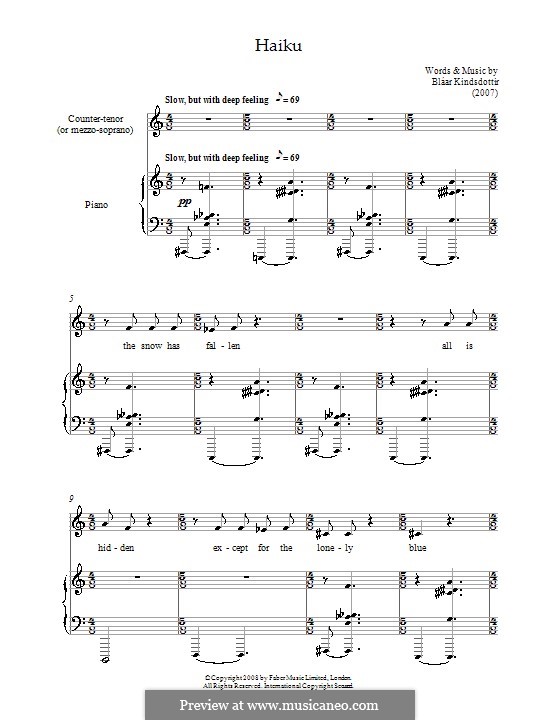 Haiku by B. Kindsdottir - sheet music on MusicaNeo