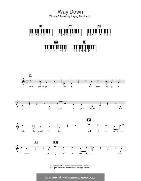 Way Down (Elvis Presley) by L. Martine Jr. - sheet music on MusicaNeo