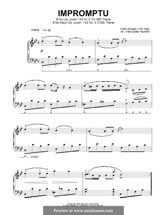 Four Impromptus for Piano, D.935 Op.142 by F. Schubert on MusicaNeo