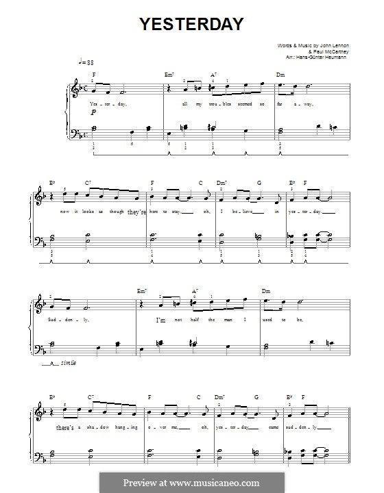Vocal version (Yesterday (The Beatles)) by J. Lennon, P. McCartney on ...