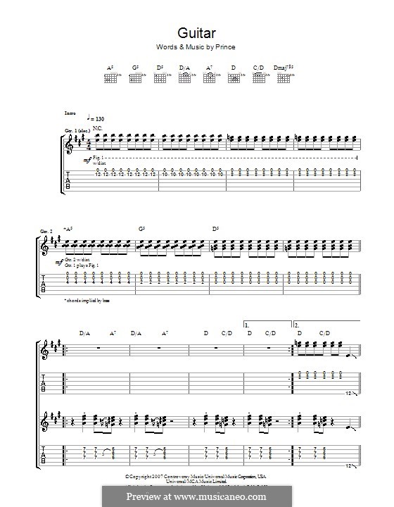 Guitar by Prince - sheet music on MusicaNeo