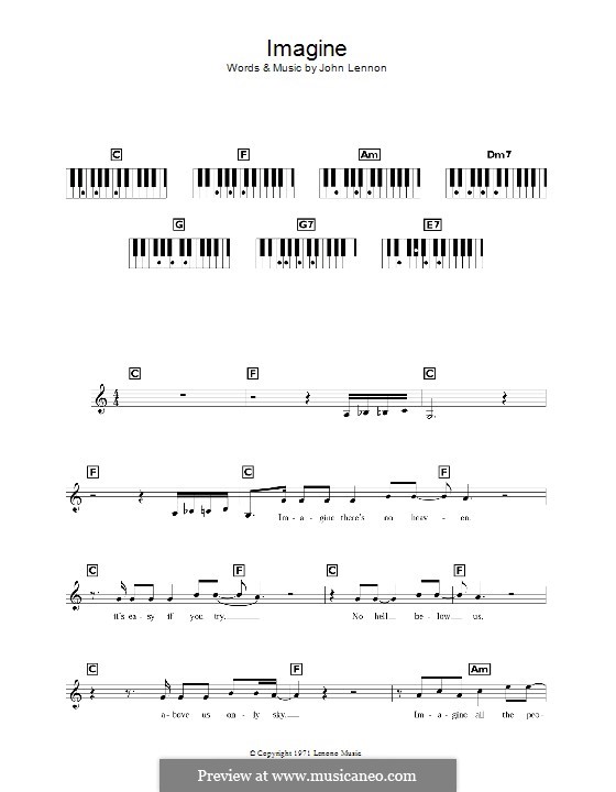Instrumental version (Imagine) by J. Lennon - sheet music on MusicaNeo