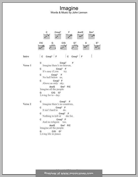Vocal version (Imagine) by J. Lennon - sheet music on MusicaNeo